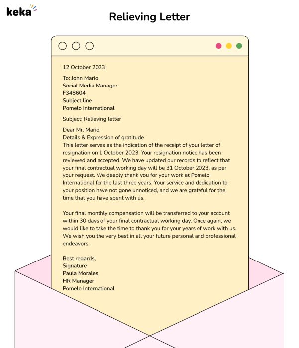 Relieving Letter Format: Elements and Free Samples | Keka