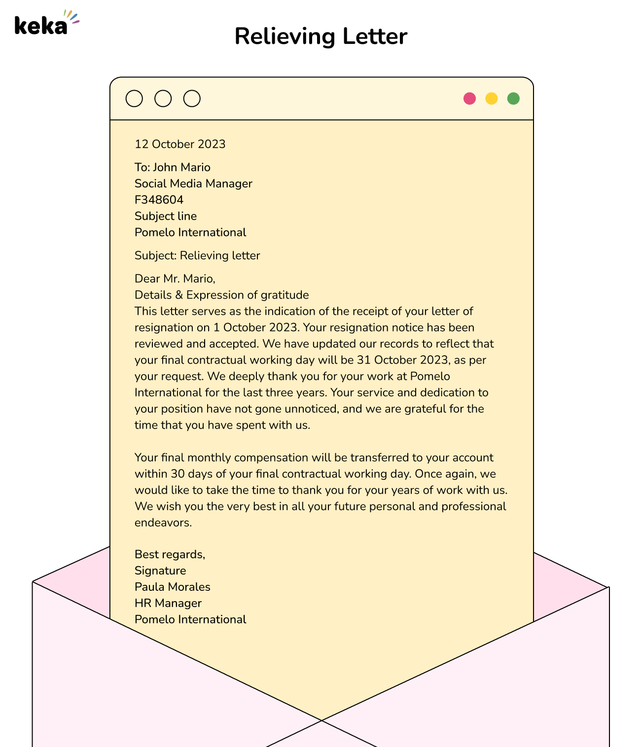 Relieving Letter Format: Elements and Free Samples | Keka Relieving Letter Format: Elements and Free Samples | Keka