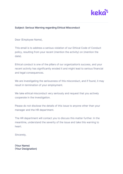 Employee Warning Letter Email Template 10 Samples And Tips Keka